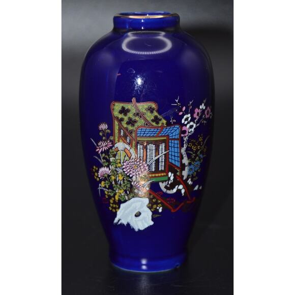 Source Unknown | Accents | Cobalt Blue Vase Flower Carriage Rickshaw ...
